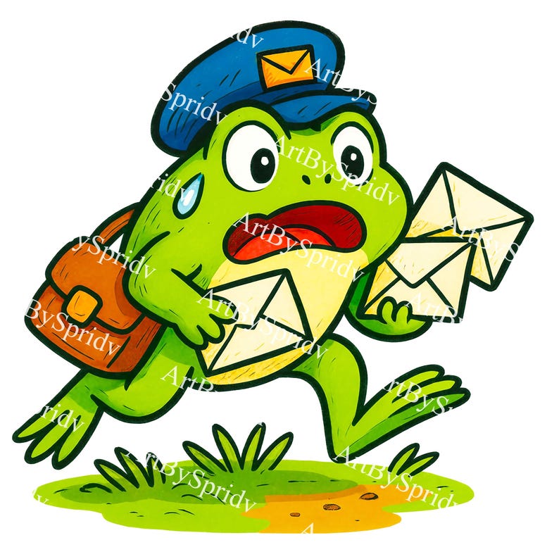 Frog Mailman PNG Clipart – Cute Postal Frog With Envelopes & Satchel ...