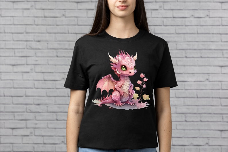 Cute Pink Baby Dragon PNG Clipart Cartoon Printable Clip Art - Etsy