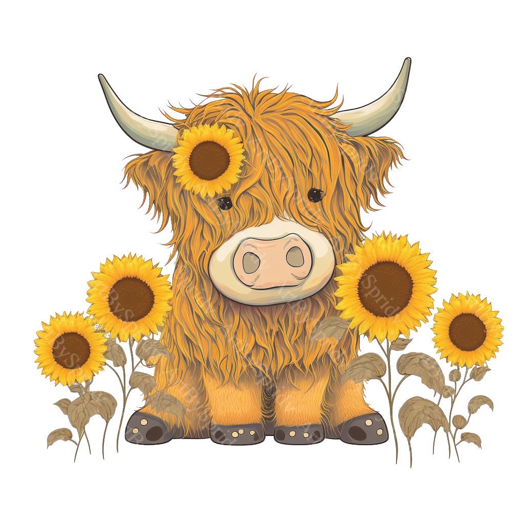 Highland Cow Print Clip Art Png File Digital Instant - Etsy Australia