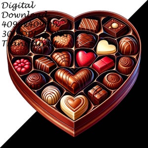 Valentine Chocolate Box Clipart - Heart-shaped Candy Assortment PNG for ...