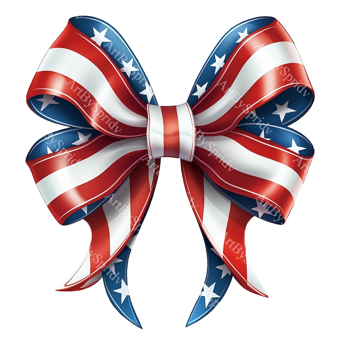 Patriotic American Flag Ribbon Clipart - Stars and Stripes Bow PNG for ...