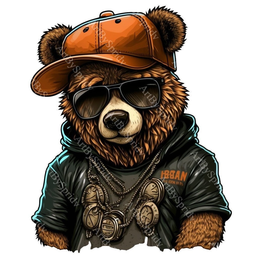 Cute Hipster Rap Teddy Bear PNG - Transparent Animal Clipart for Kids ...