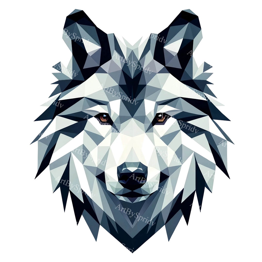 Geometric Wolf Clipart | Modern Abstract Animal PNG | Digital Download ...