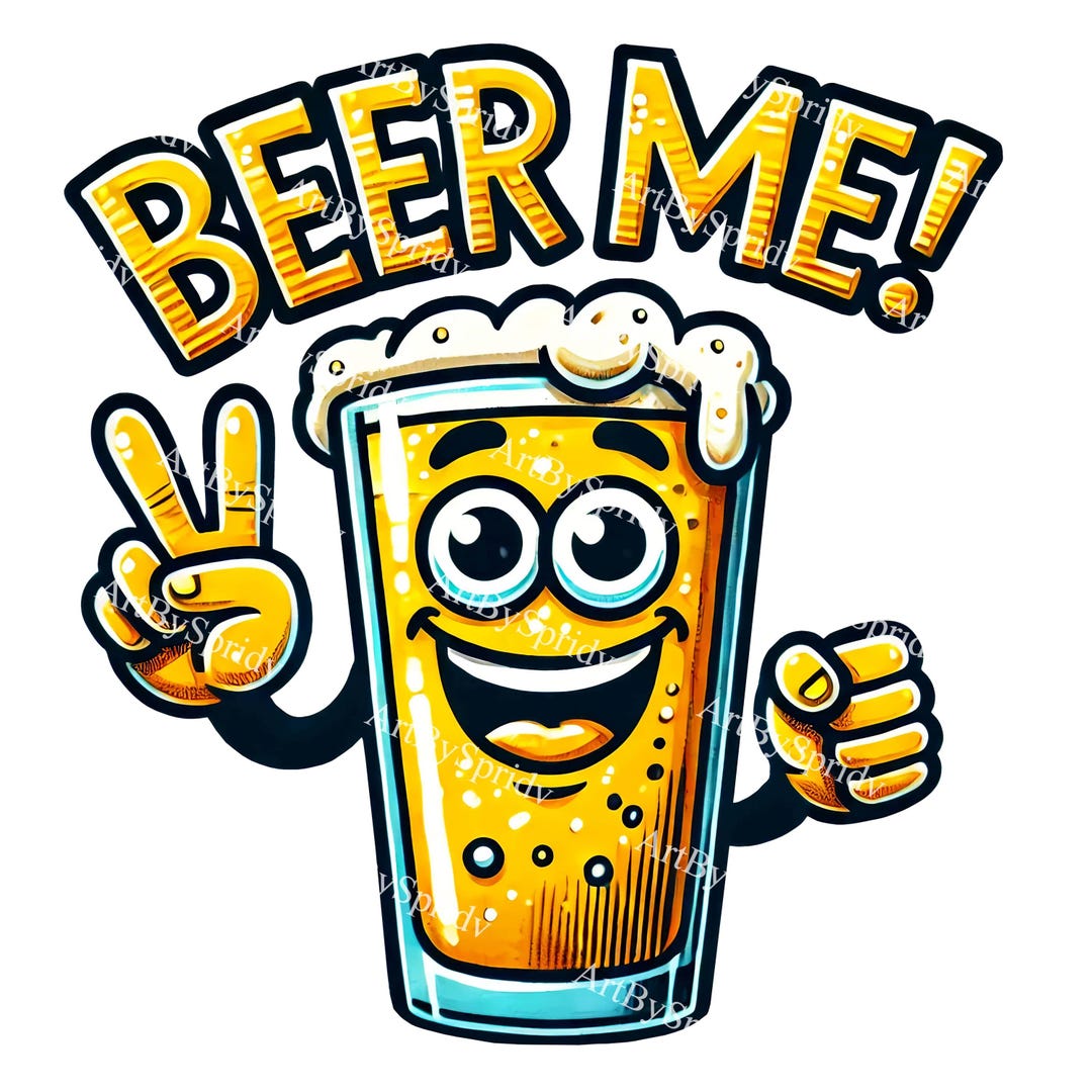 Beer Me! Cartoon Glass PNG Clipart, Fun Beer Clip Art With Peace Sign ...