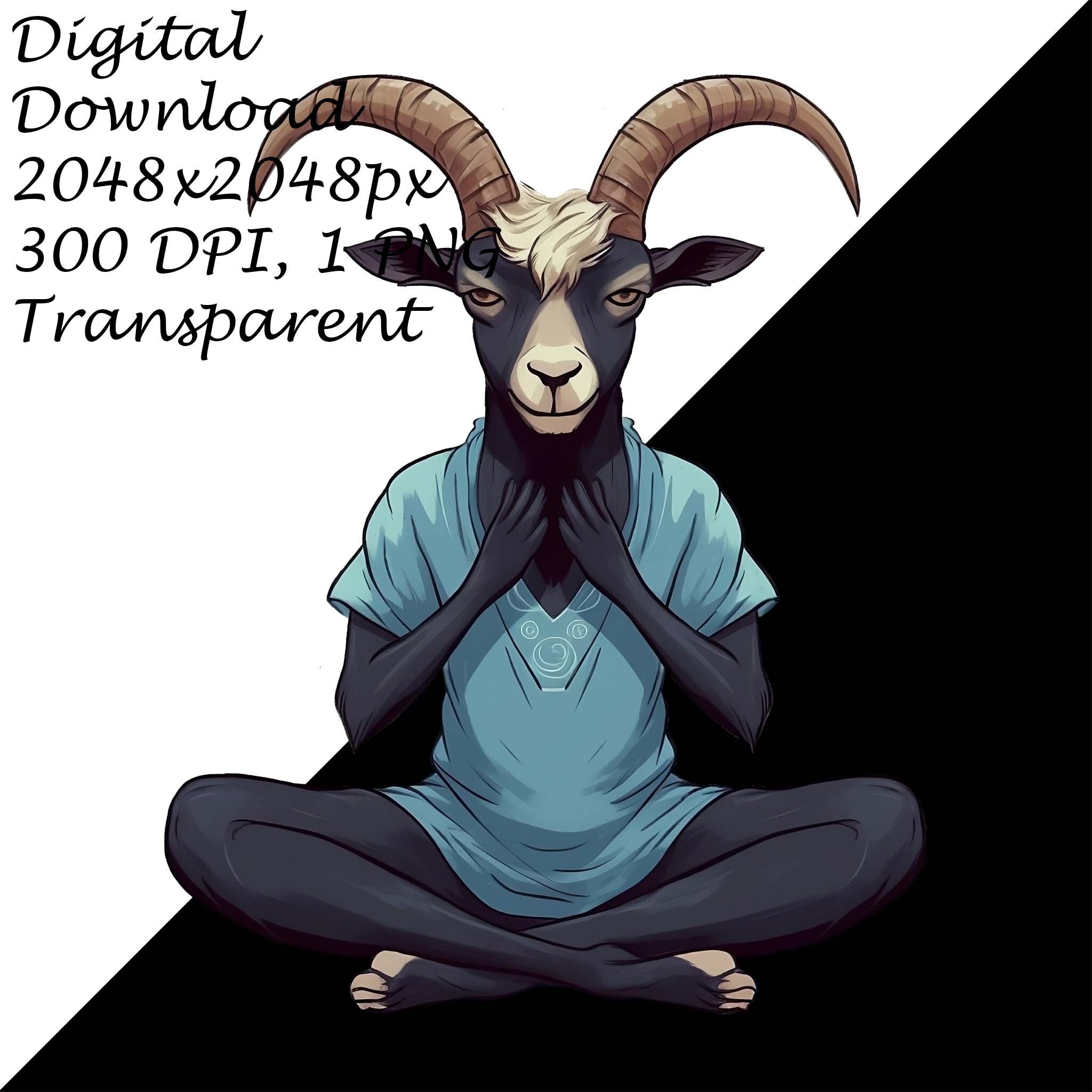 Serene Goat in Meditation Yoga Pose PNG Clipart, Peaceful Zen Animal ...