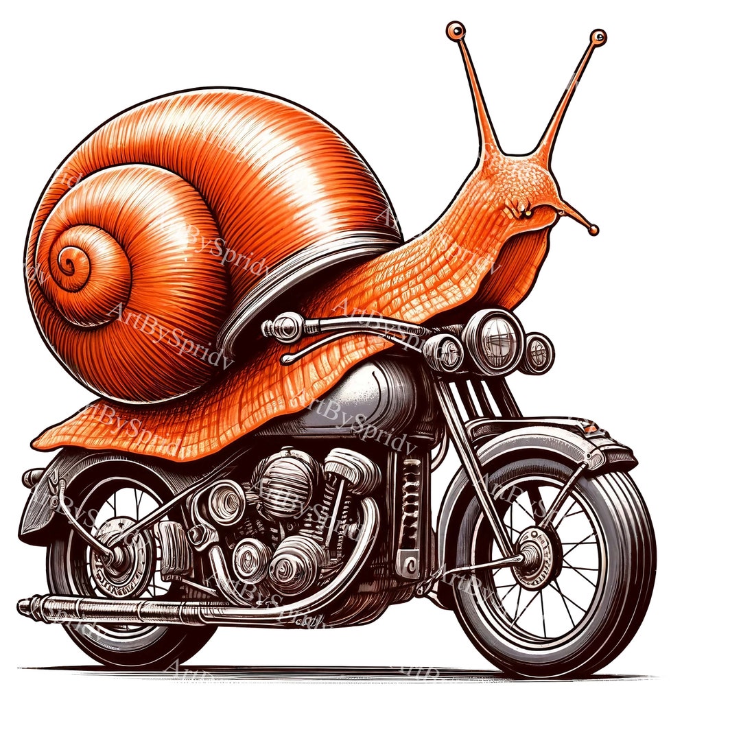 Snail Motorcycle Clipart - Digital Download, Transparent PNG, Vintage ...