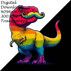 Dinosaur Mustache Illustration-colorful T-rex Clipart, Whimsical Dino ...