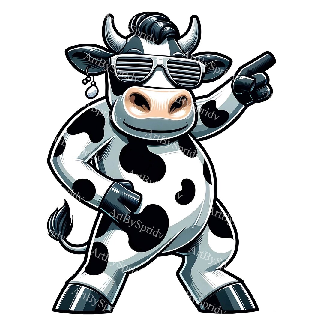 Dabbing Cow Clipart | Trendy Dancing Cow PNG | Cool Sunglasses | Farm ...