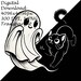 Halloween Ghost With Black Cat PNG Clipart, Spooky Cute Digital ...