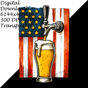 American Flag Beer Tap Clipart PNG, Patriotic Beer Glass Digital ...