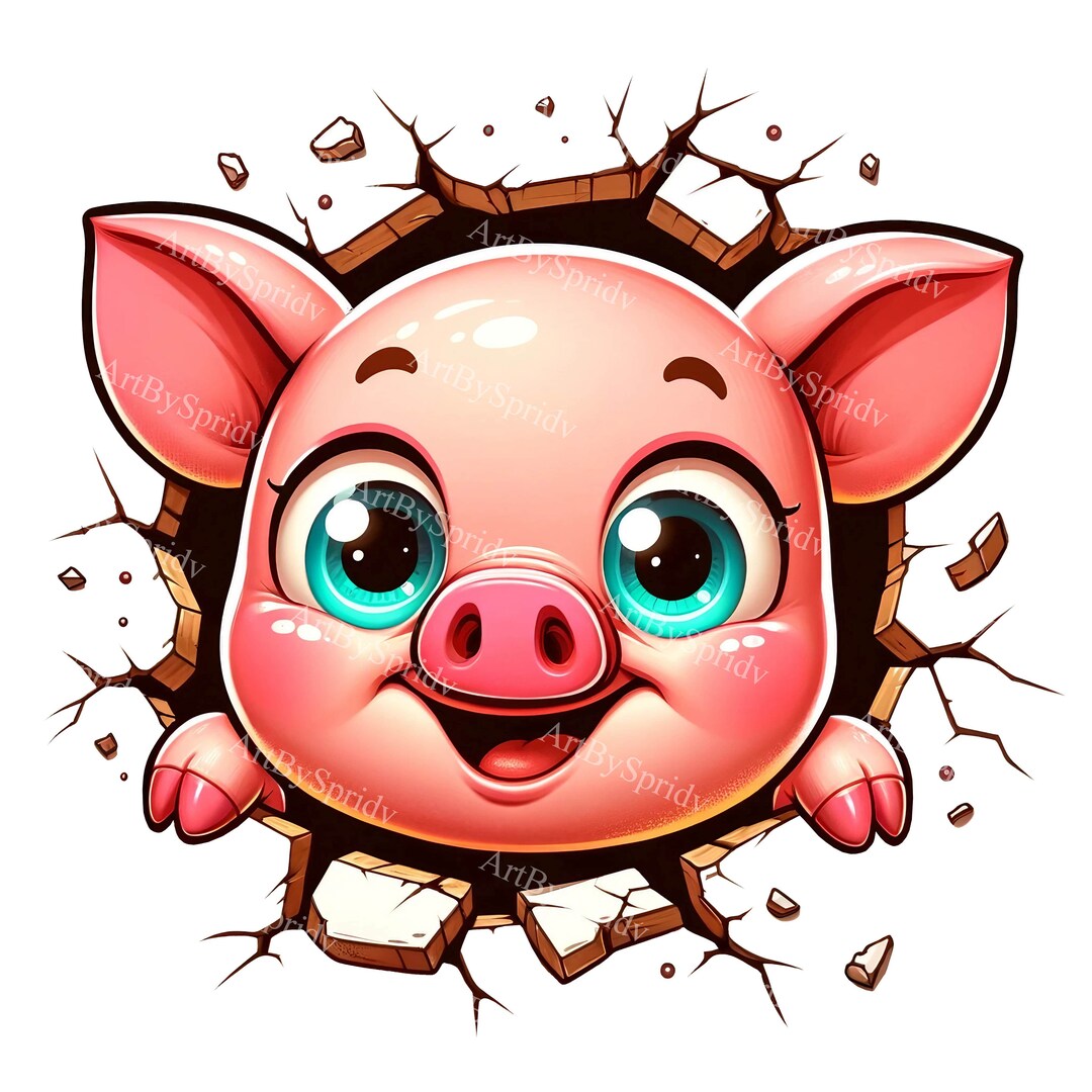 3D Cartoon Piglet Clipart - Digital PNG for DTG, T-shirt, Mug, Tumbler ...