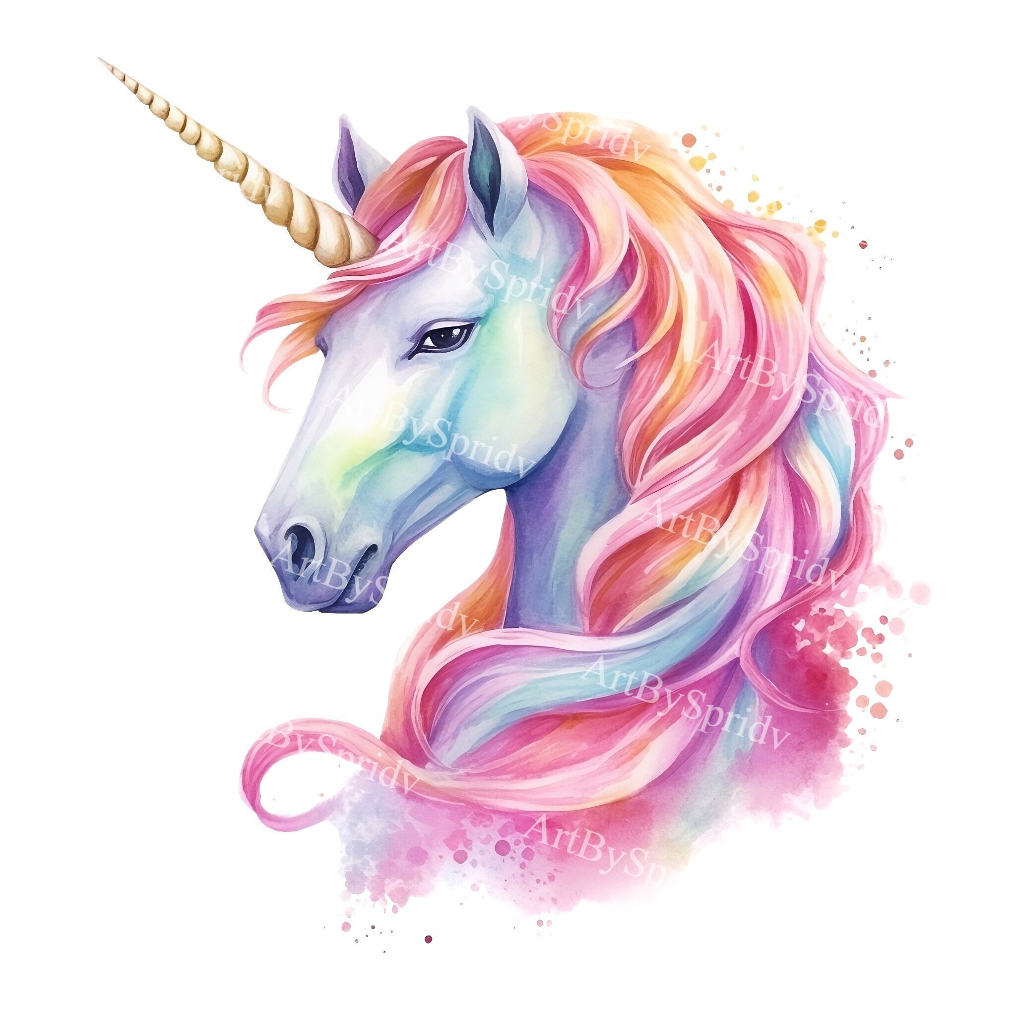 Magical Watercolor Rainbow Unicorn PNG Clipart, Pastel Unicorn Clip Art ...