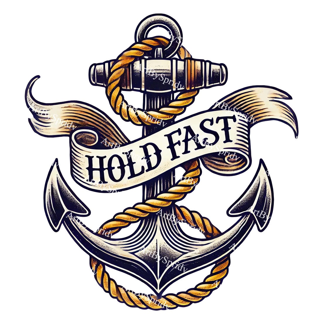 Vintage Nautical Anchor Tattoo Design PNG, Hold Fast Banner Clipart ...