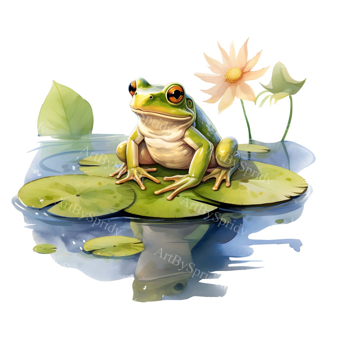 Charming Frog on Lily Pad PNG Clipart | Serene Watercolor Art | Cute ...