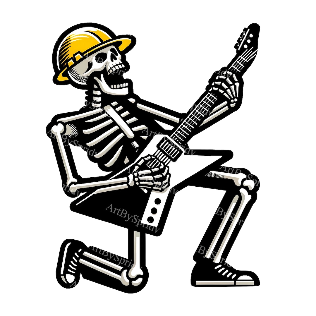 Electric Guitar Skeleton Clipart - Rock'n'roll Skeleton PNG, Digital ...
