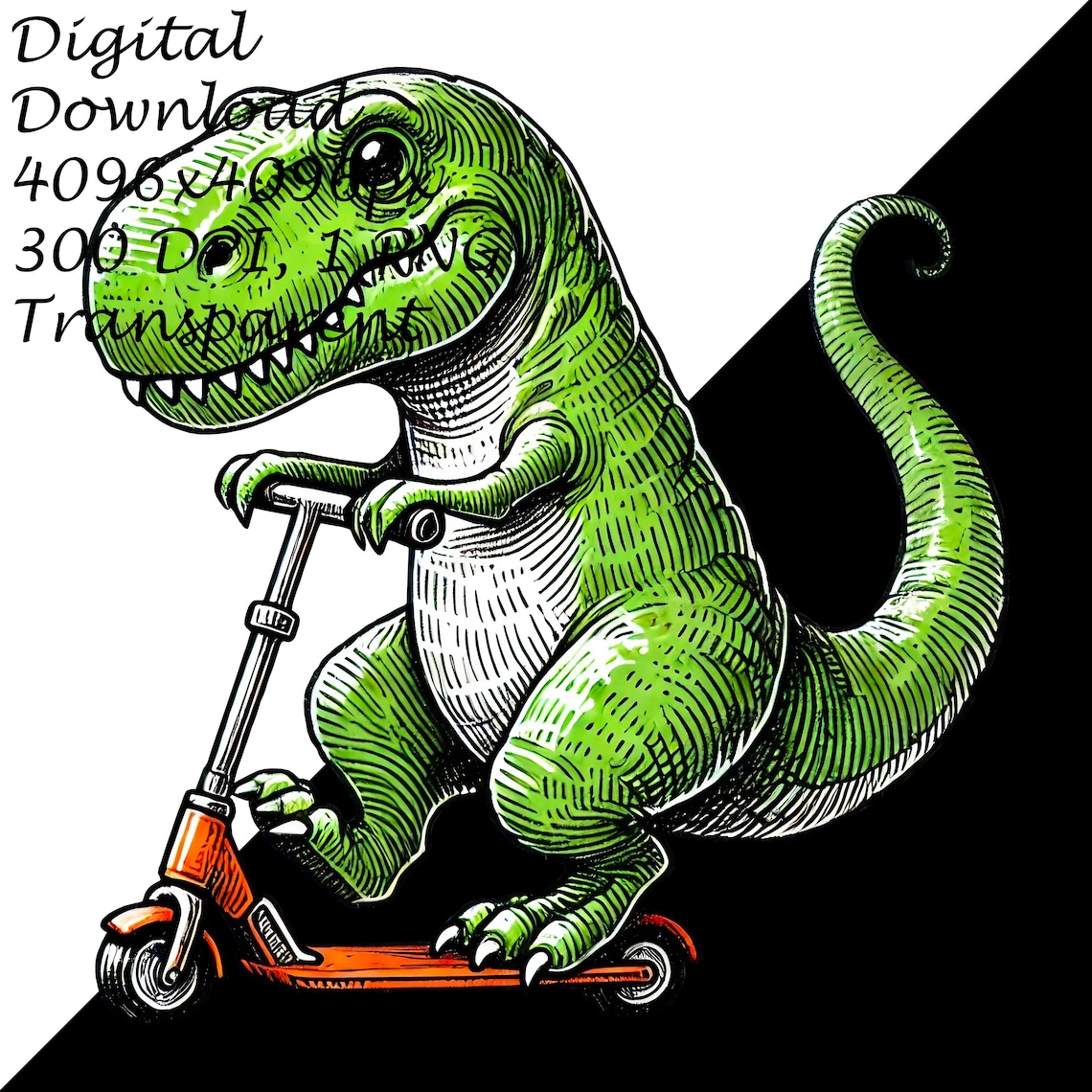 Funny T-rex on Scooter PNG Clipart-cartoon Dinosaur Riding Scooter ...