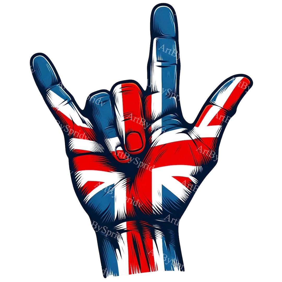 Union Jack British Flag Hand Gesture Clipart, UK Patriotic Digital Art ...