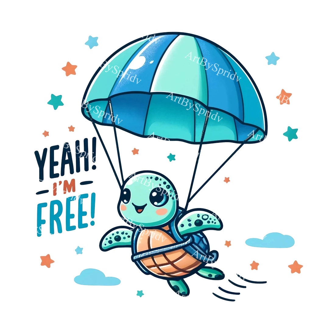 Adorable Parachuting Parachute Turtle PNG Clipart-cute Sea Illustration ...