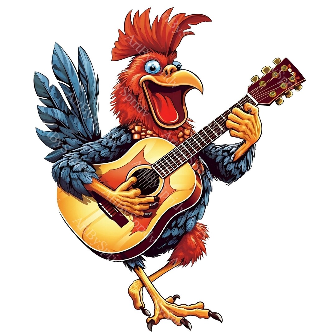 Rooster With A Guitar Singing PNG Clipart,transparent Farm Animal Lover ...