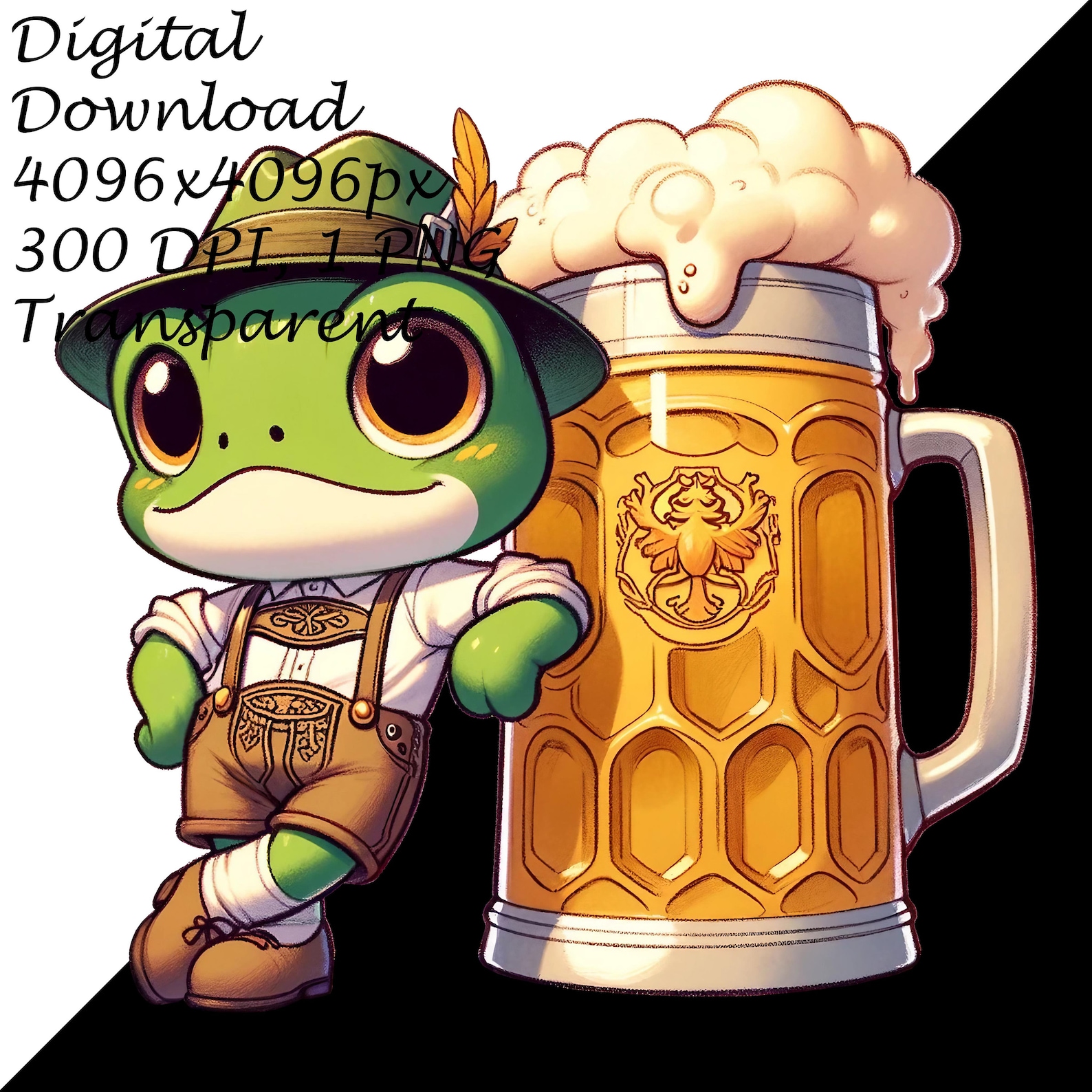 Oktoberfest Themed Frog Clipart With Beer Mug - Digital PNG for ...