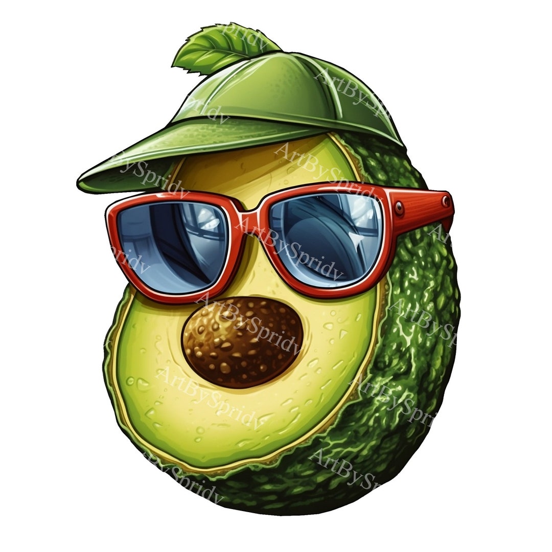 Cool Avocado PNG Clipart With Sunglasses & Cap,fun Digital Avocado ...
