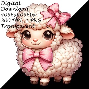 Adorable Fluffy Sheep Clipart | Cute Farm Animal PNG | Kids Room Decor ...