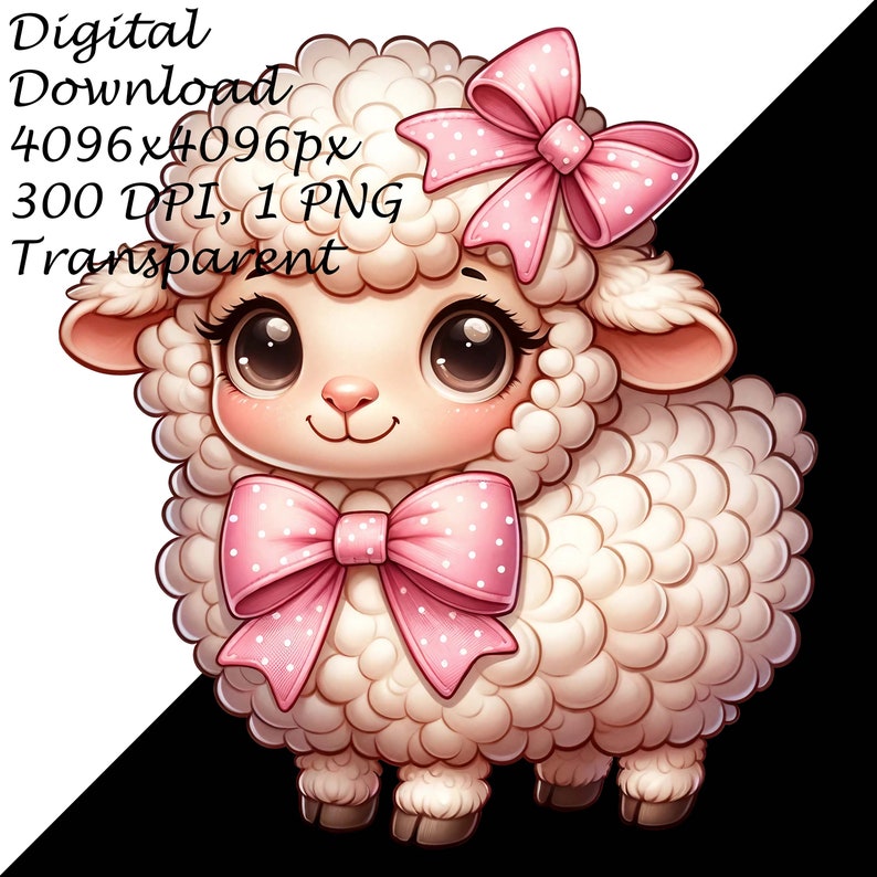 Adorable Fluffy Sheep Clipart | Cute Farm Animal PNG | Kids Room Decor ...