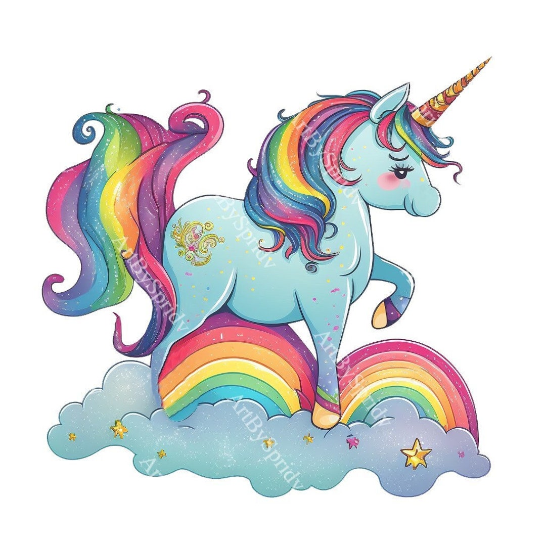 Rainbow Unicorn Clipart for Kids Magical Fantasy Digital Clip Art ...