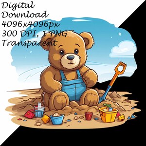 Teddy Bear Beach Clipart Set-cute Digital Clip Art for Kids,summer ...