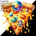 Space-themed Pizza Clipart - Cartoon Galaxy, Planets & Stars PNG for ...