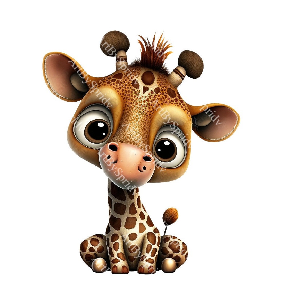 Transparent Cartoon Animal Giraffe PNG Print on Demand Clip - Etsy