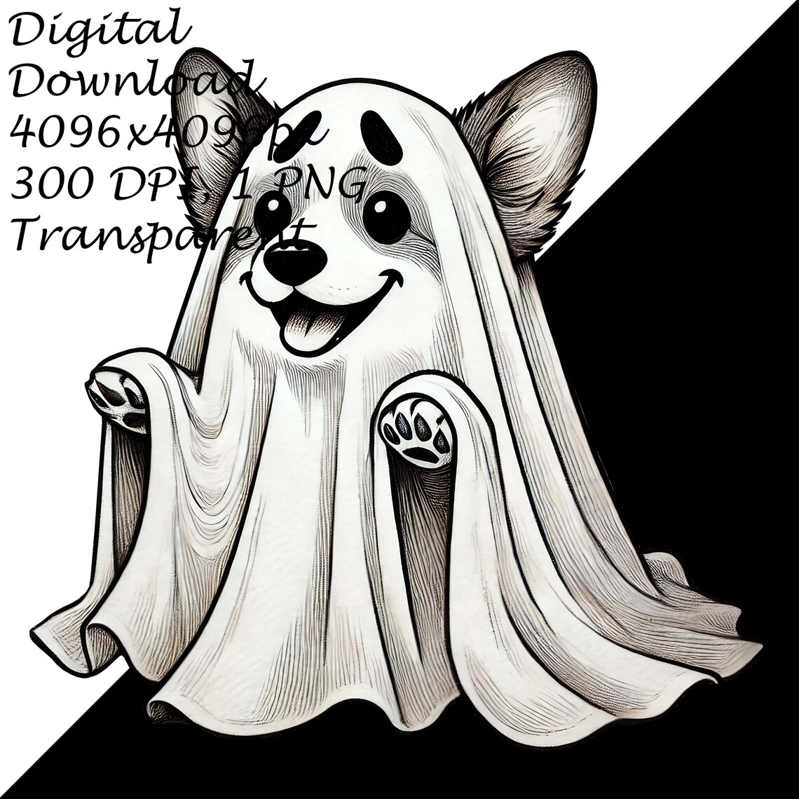Cute Halloween Corgi Ghost PNG Clipart, Spooky Dog Illustration,pet ...