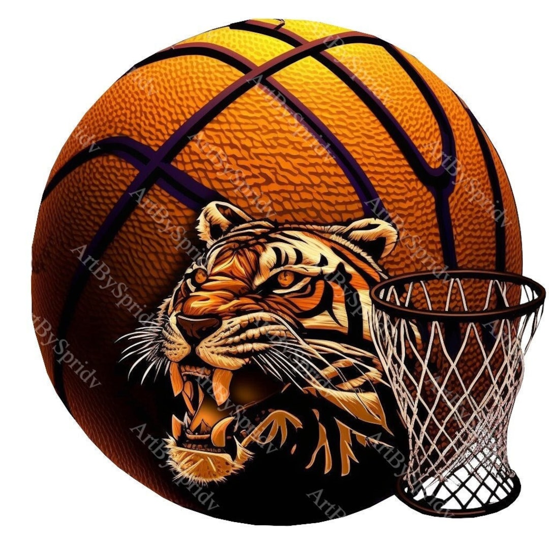 Fierce Roaring Tiger Basketball PNG Clipart, Sports Decor, Digital Clip ...