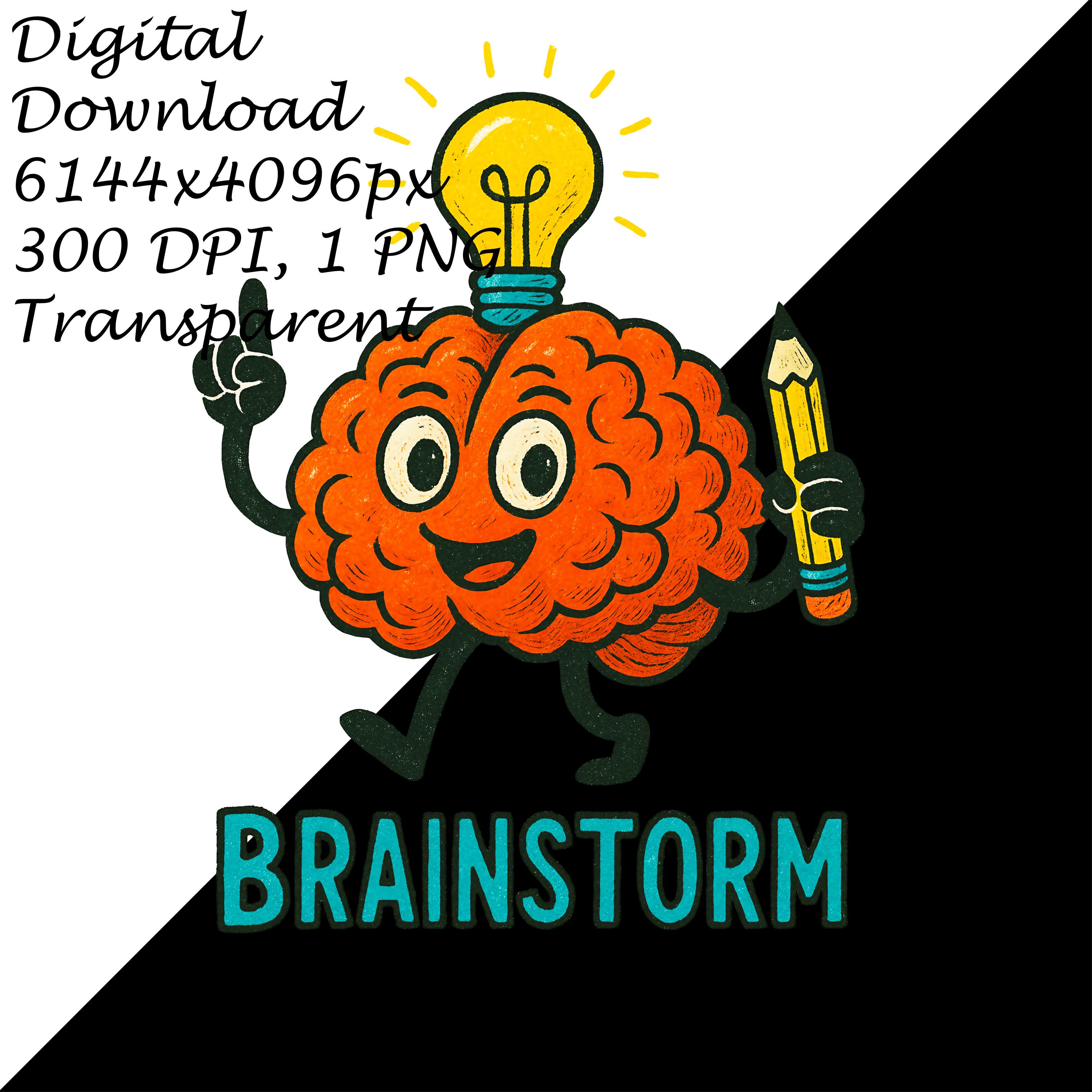 Cute Brainstorm Brain Clipart With Lightbulb and Pencil,creative Brain ...