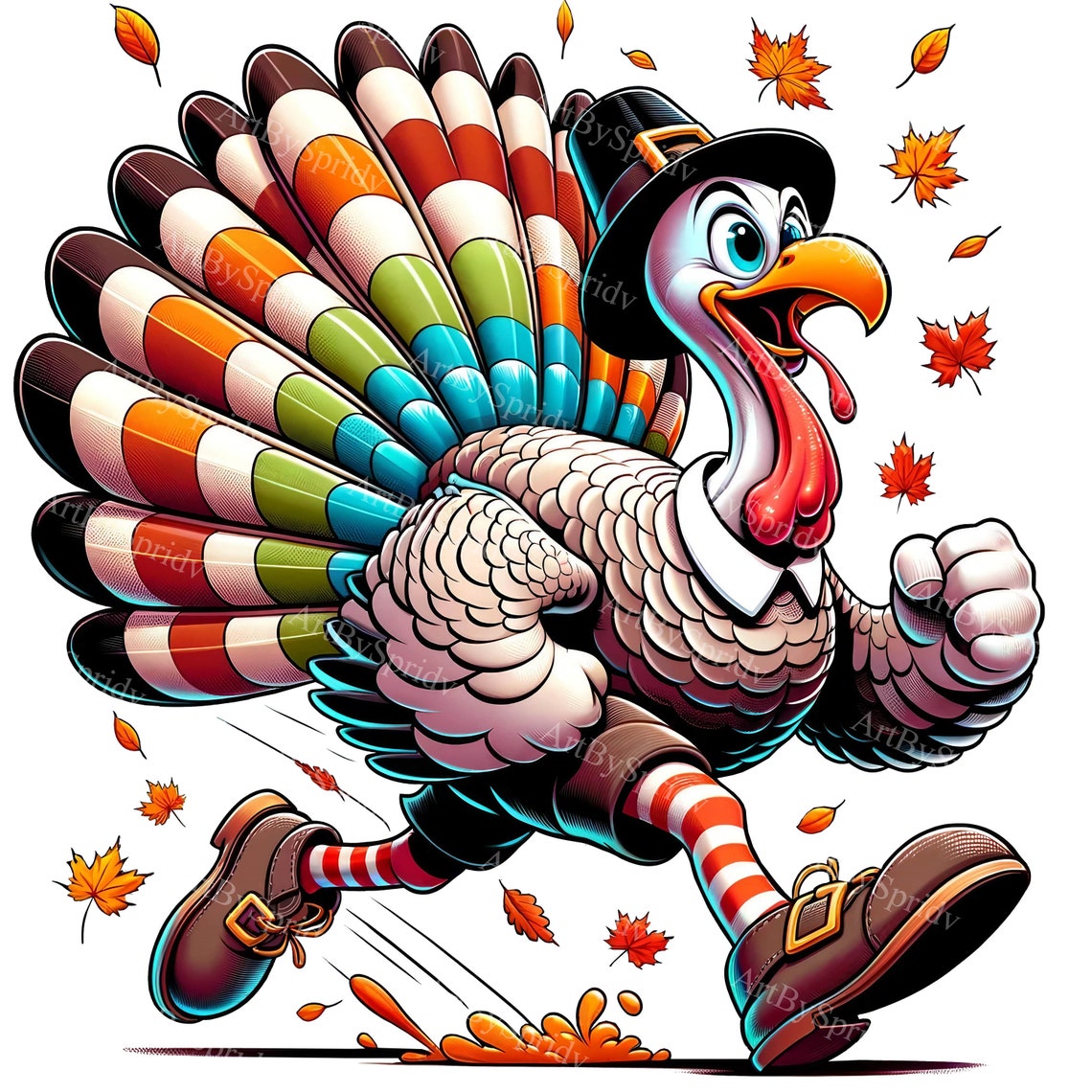 Thanksgiving Turkey Clipart - Cartoon Turkey Running in Shoes PNG, T ...
