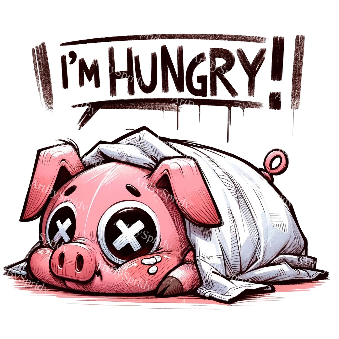 Adorable I Am Hungry Piglet Clipart | Perfect for DIY Printable ...