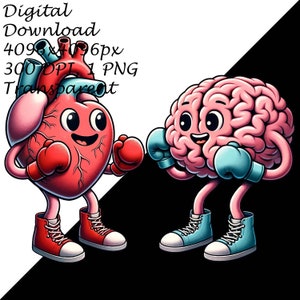 Whimsical Heart & Brain Boxing Clipart - Transparent PNG Digital ...