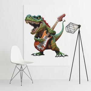 T-rex Dinosaur With Guitar Clipart,transparent PNG Clip Art,digital ...