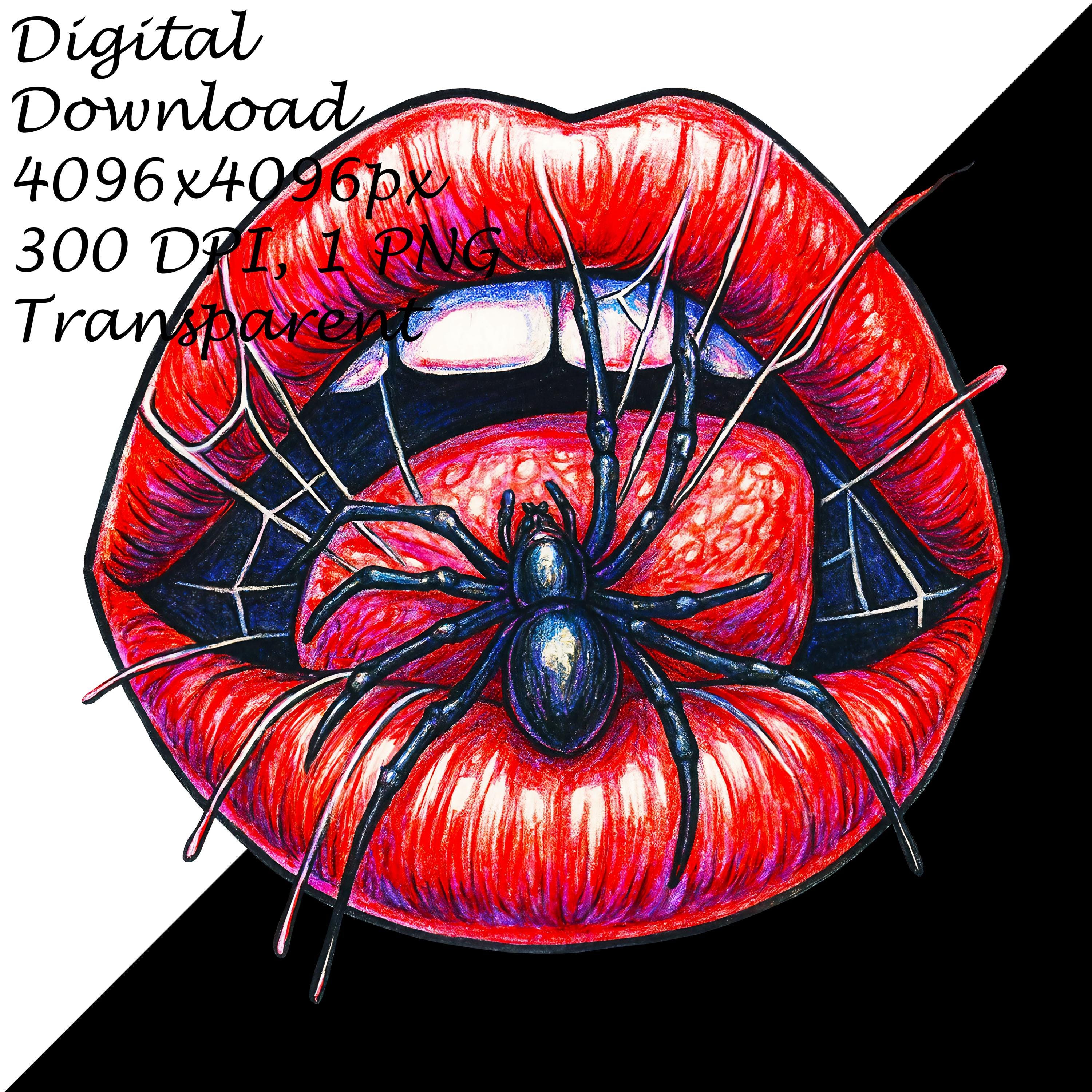 Spider Lips PNG, Gothic Halloween Red Lips With Spider Web, Creepy ...