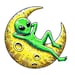 Alien Relaxing on Crescent Moon PNG Clipart-cute Green Extraterrestrial ...