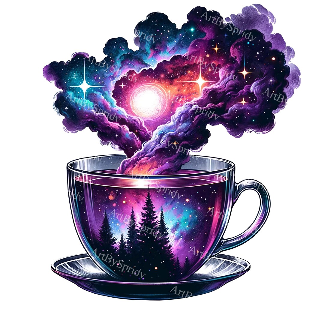 Cosmic Tea Cup Clipart - Enchanting Nebula Coffee Mug PNG for ...