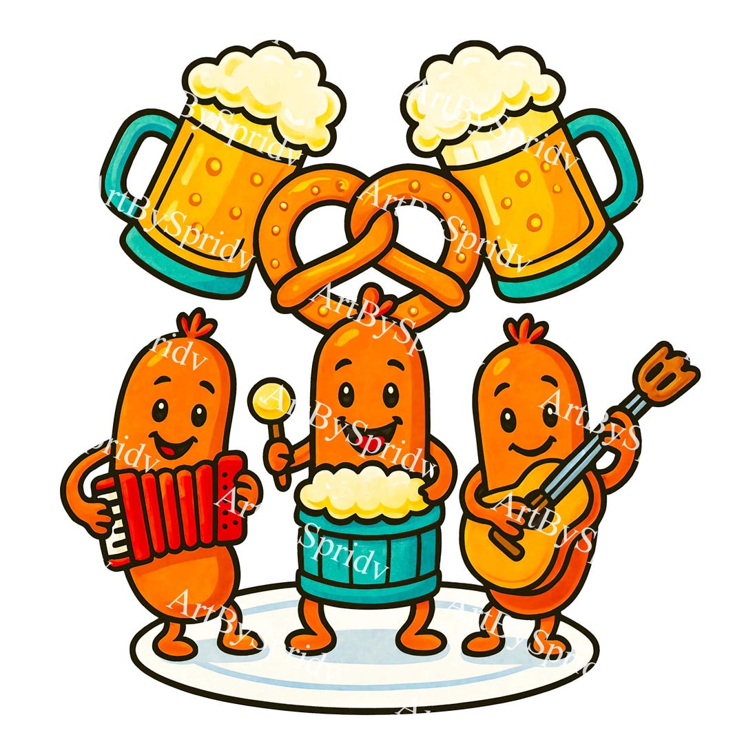 Oktoberfest Sausage Band PNG Clipart - Cute Bratwurst Musicians With ...