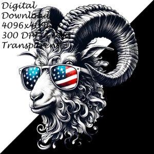 Patriotic Goat Clipart, USA Flag Sunglasses Goat PNG, American Pride ...
