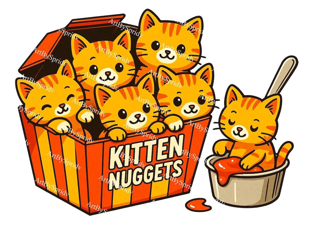 Kitten Nuggets PNG Clipart, Cute Kawaii Cat in Food Box Digital Clip ...