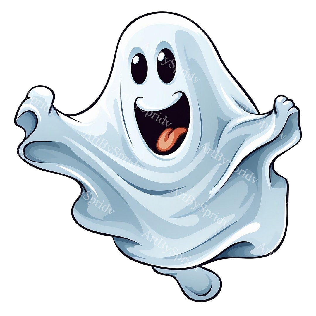 Cute Funny Ghost Transparent PNG Clipart, Cartoon Character Lover Print ...