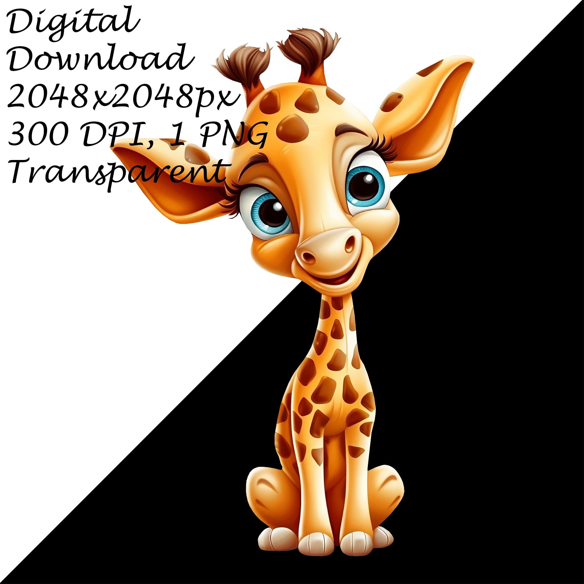 Baby Giraffe PNG Clipart, Cute Animal Nursery Decor, Safari Sublimation ...