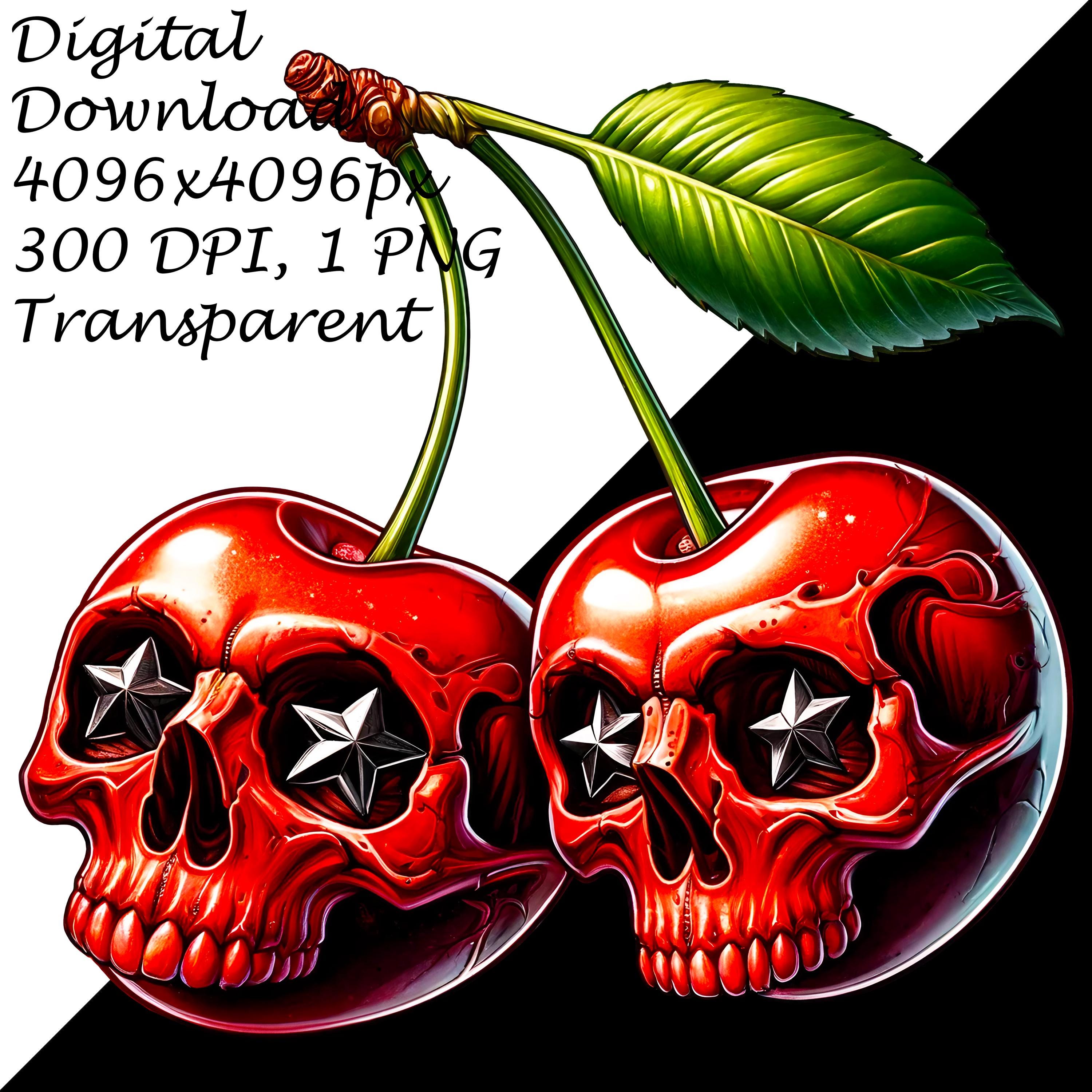 Gothic Cherry Skull Clipart, Dark Clip Art Transparent PNG, Digital ...