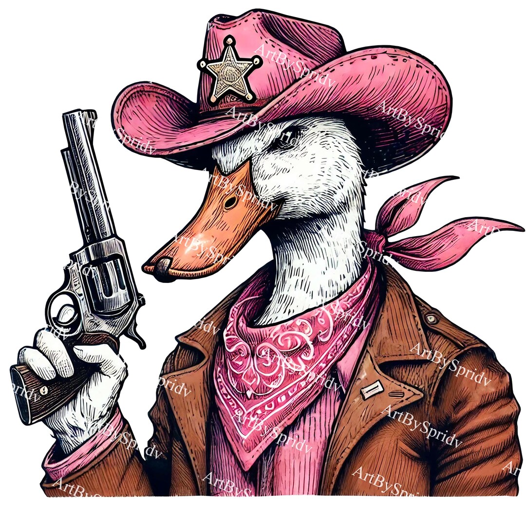 Cowboy Duck Sheriff PNG, Wild West Animal Clipart, Funny Western Duck ...