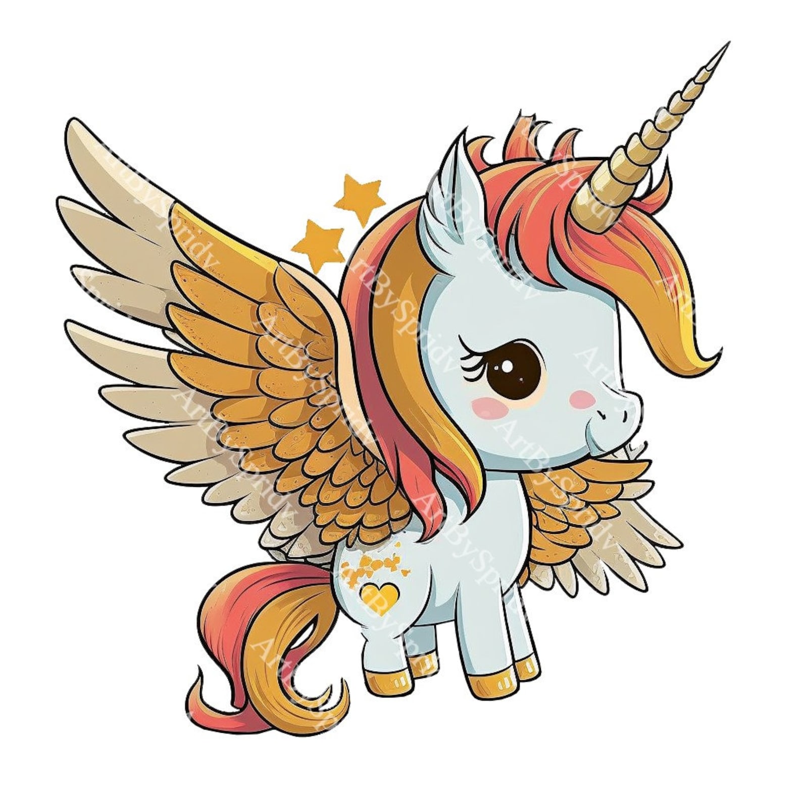 Cute Flying Unicorn With Wings PNG Animal Clipartkids - Etsy