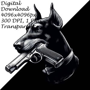 Unique Doberman Dog With Gun PNG Clipart Download - Edgy Canine ...